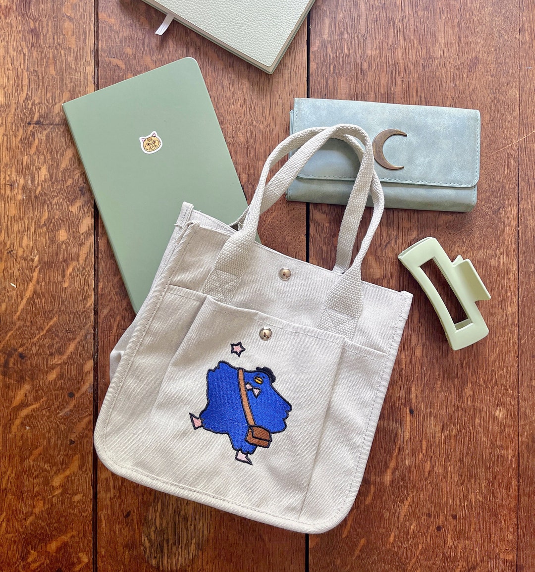 Cute Duck Mailman Canvas Tote Bagembroidered Derpy Duck Totebaglunch ...
