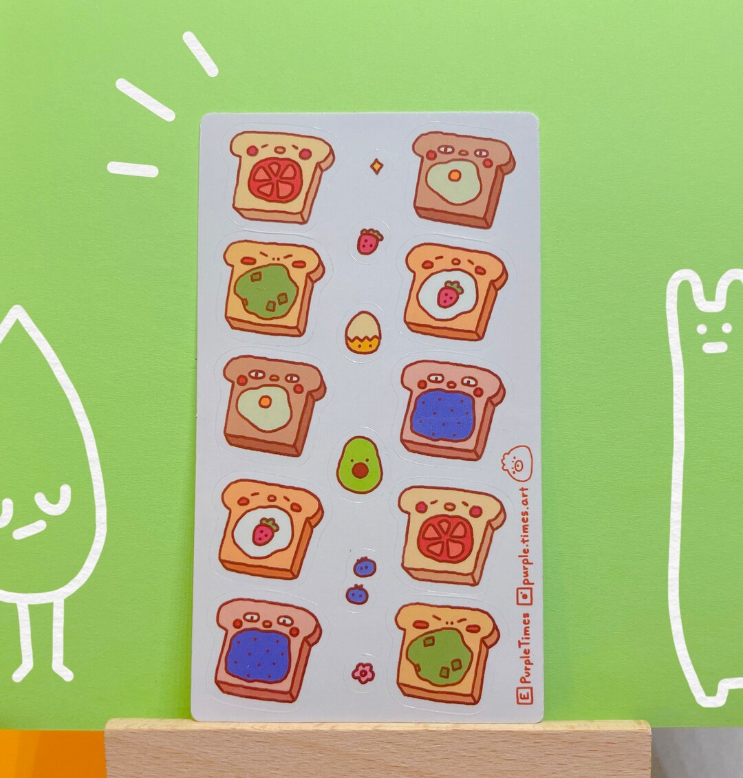 Delicious Toast Sticker Sheet | Kawaii Avocado, Jam, Strawberry ...
