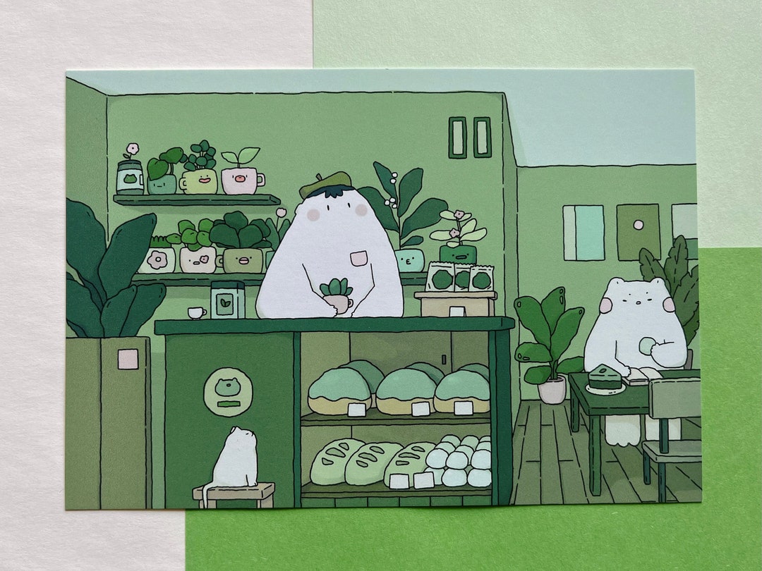 Matcha Cafe Art Print | Aesthetic Asian Dessert Art | Matcha Latte ...