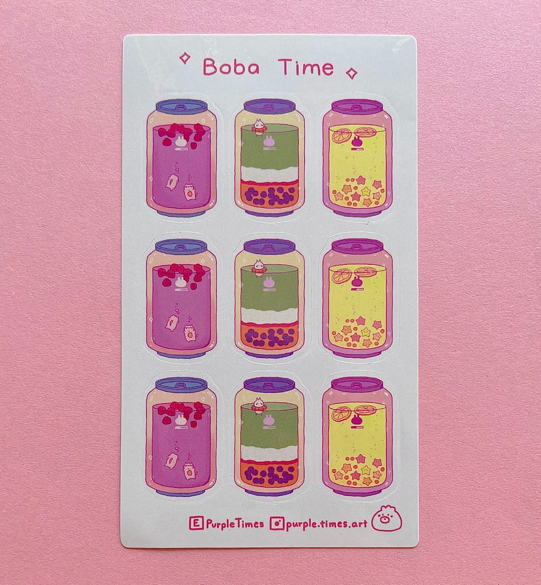 Boba Sticker Sheet | Cute Planner Sticker | Cute Journaling and ...