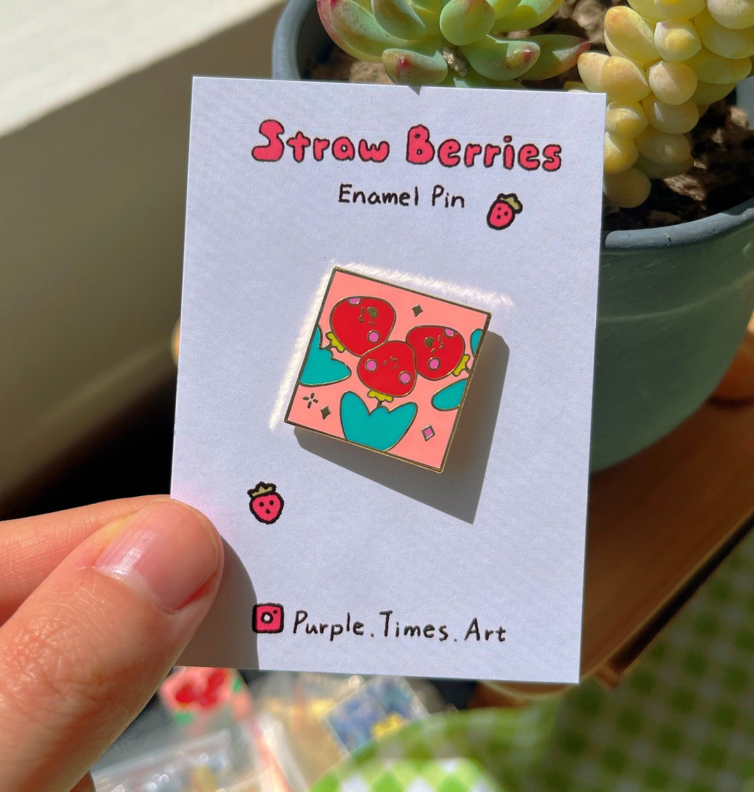 Kawaii Strawberry Friends Pin | Cute Hard Enamel Pin | Sweet Strawberry ...