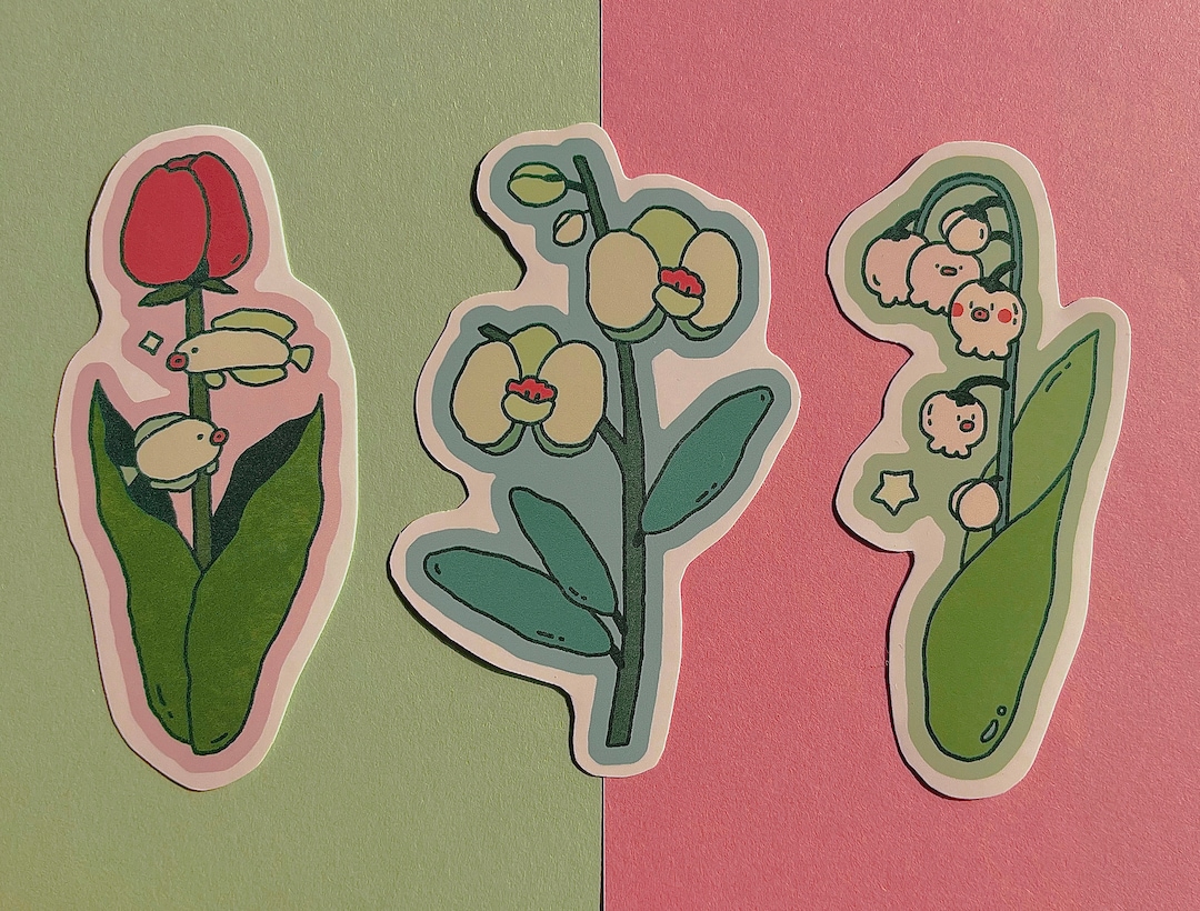 Pretty Flower Sticker Pack Tulip Orchid Cute Journaling - Etsy