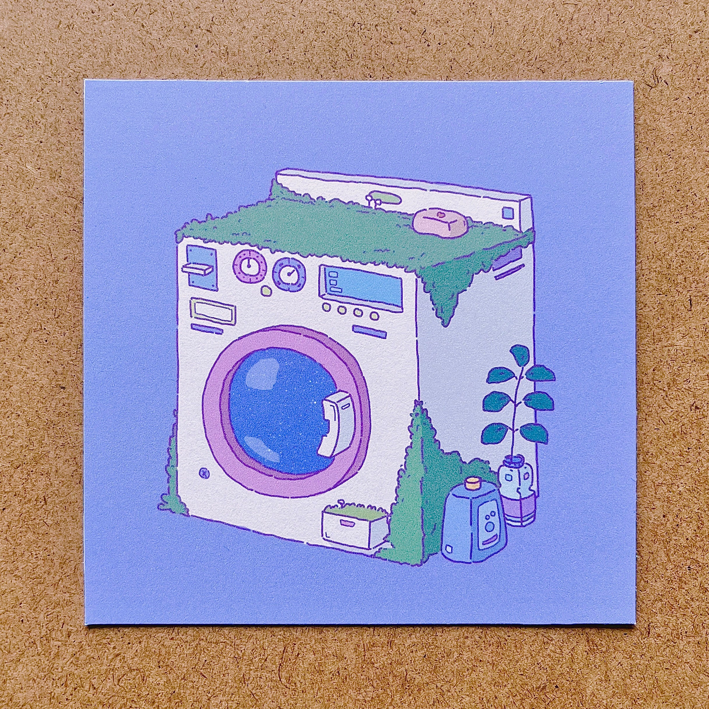 Kawaii Laundry Machine Art Print | Lofi Stationery Decor (4x4 In) - Etsy