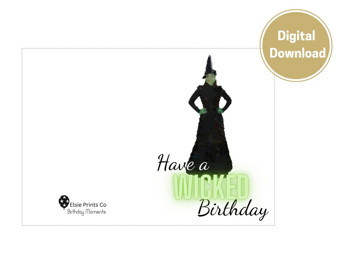 Wicked Birthday Card. Instantly Downloadable Abstract Print Effect ...