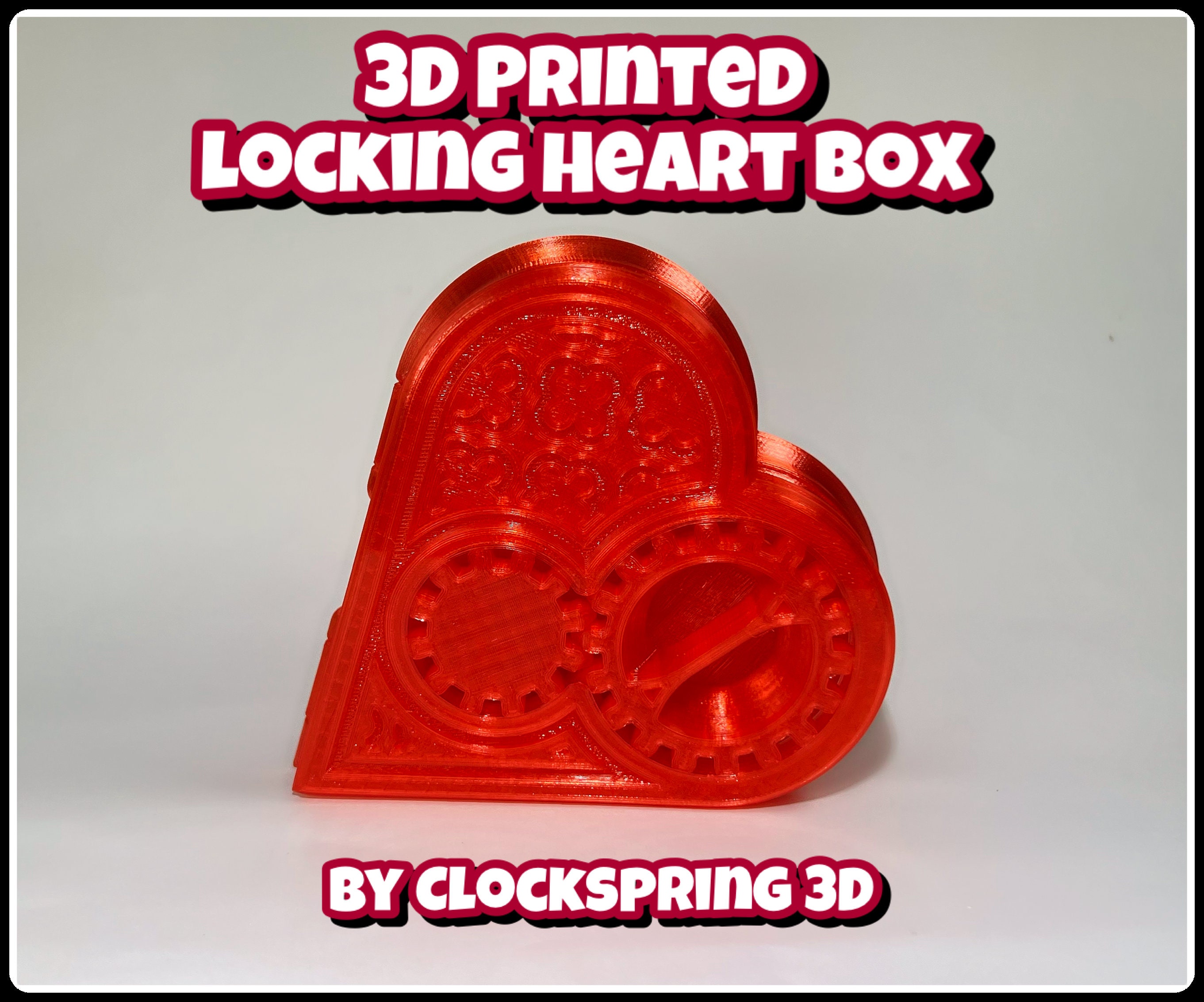 3D Printed Hinged Locking Heart Box Design by Clockspring 3D - Etsy
