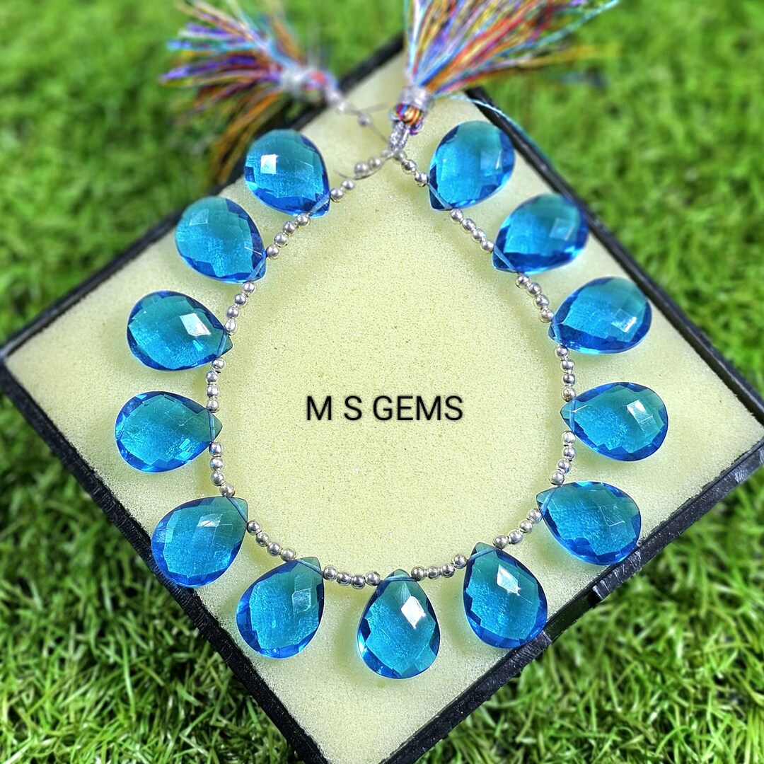 Swiss Blue Topaz Quartz Feceted Pear Briolettes Beads, Swiss Blue ...