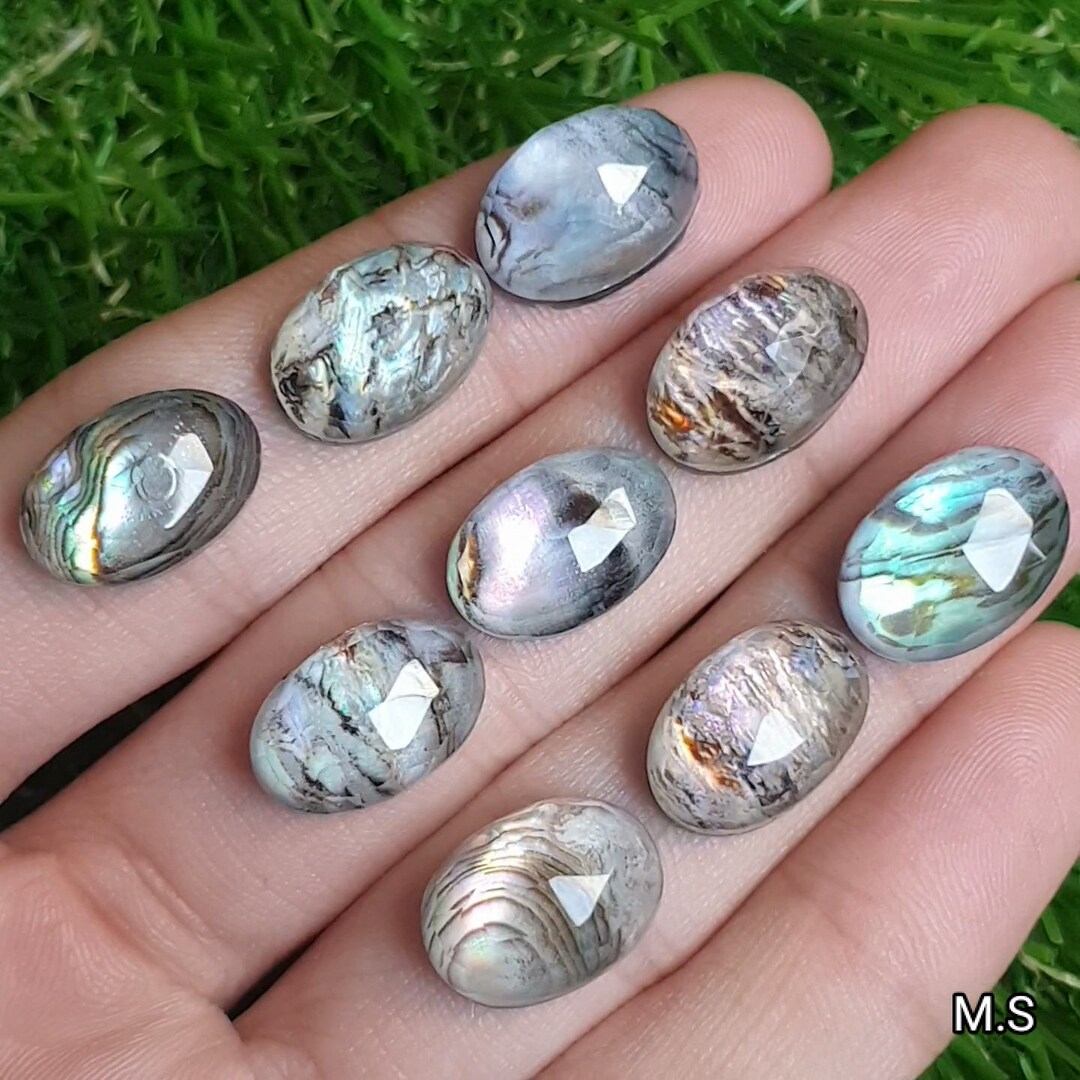 Abalone Shell Crystal Doublet Rose Cut Oval Cabochon,crystal Doublet ...