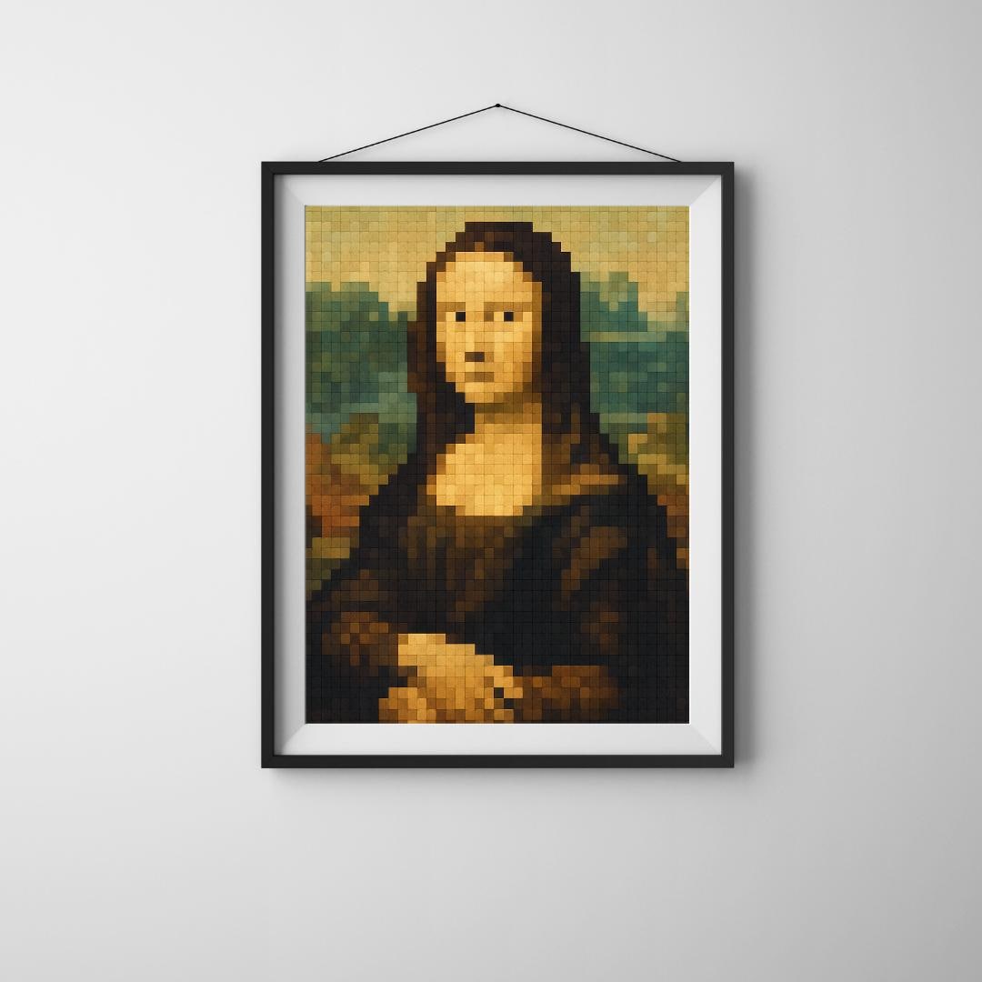 Pixel Art Mona Lisa Print Leonardo Da Vinci Minecraft Inspired Decor ...
