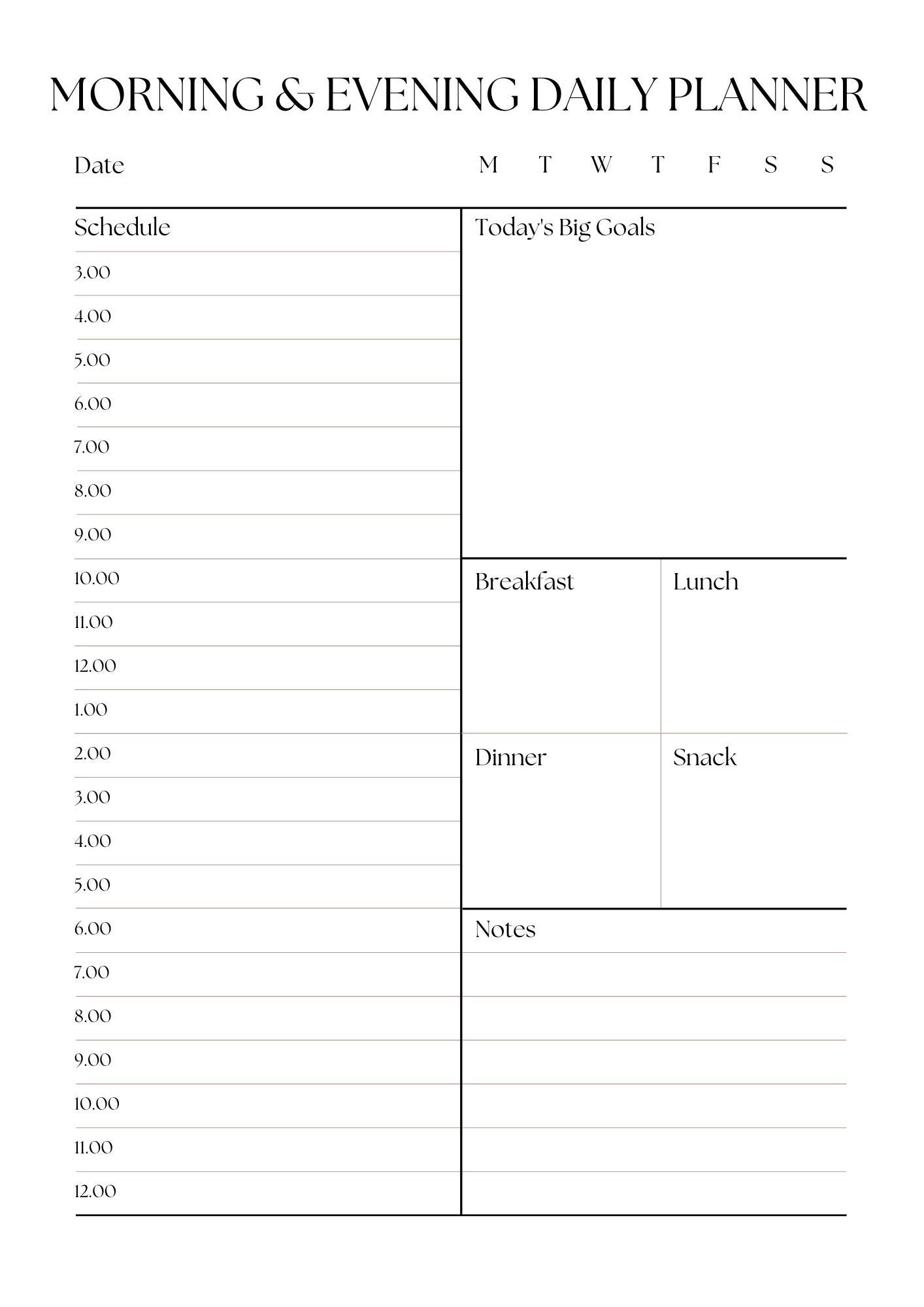 Morning Evening Routine Self Care Daily Habit Workout Tracker, Goal ...