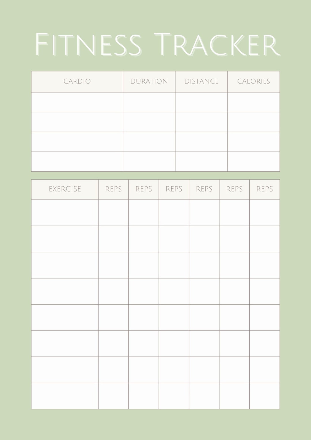 Fitness Workout Tracking Tracker Log Worksheet Printable PDF, Goals ...