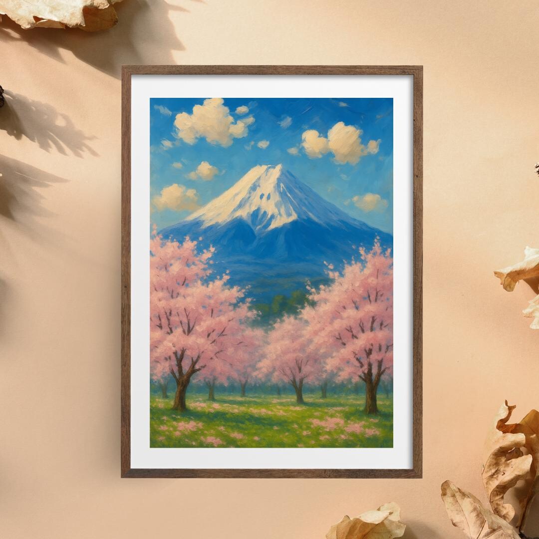 Mount Fuji Japan Cherry Blossom Trees Impressionist Japanese Travel ...