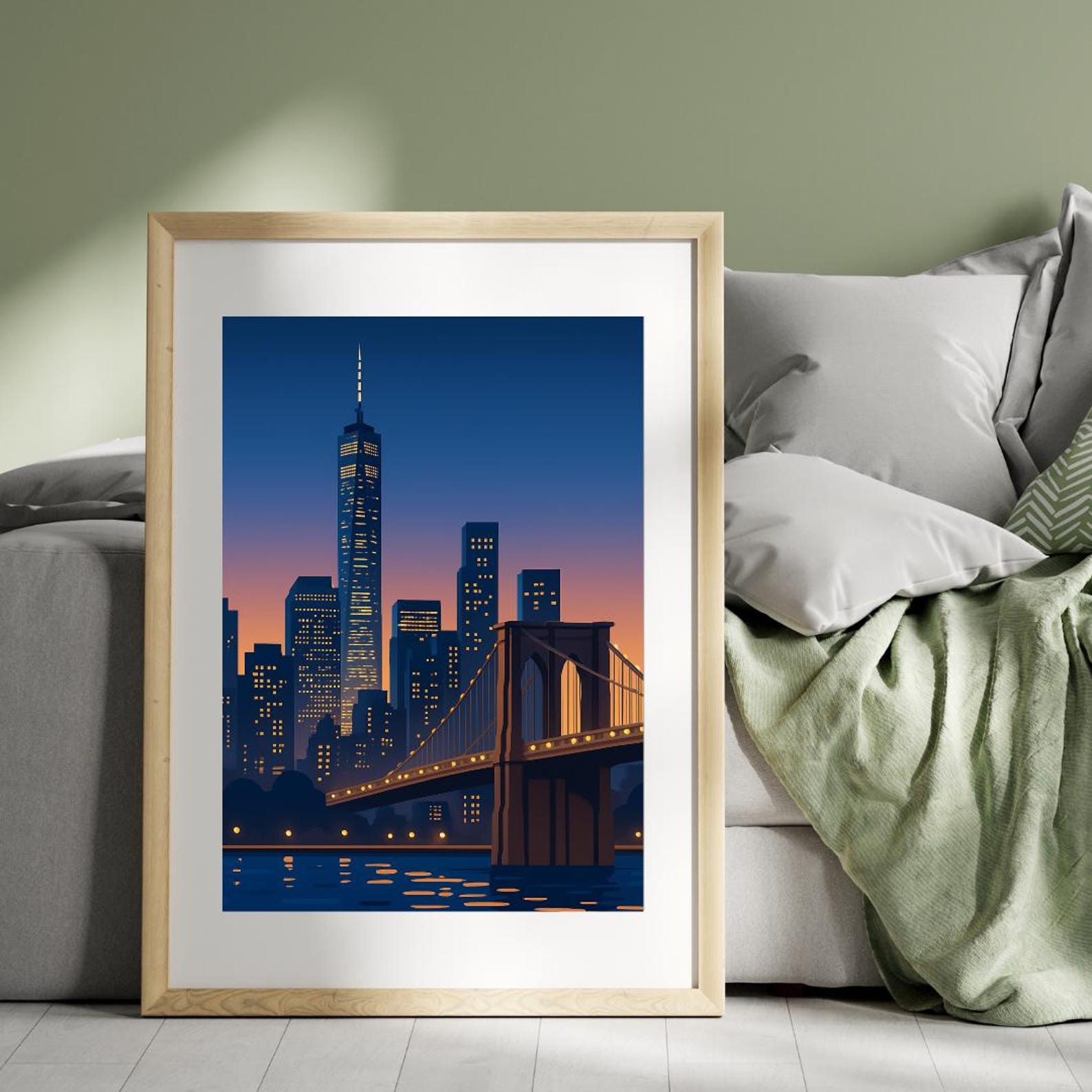 New York City Skyline Brooklyn Bridge Modern New York City Travel ...