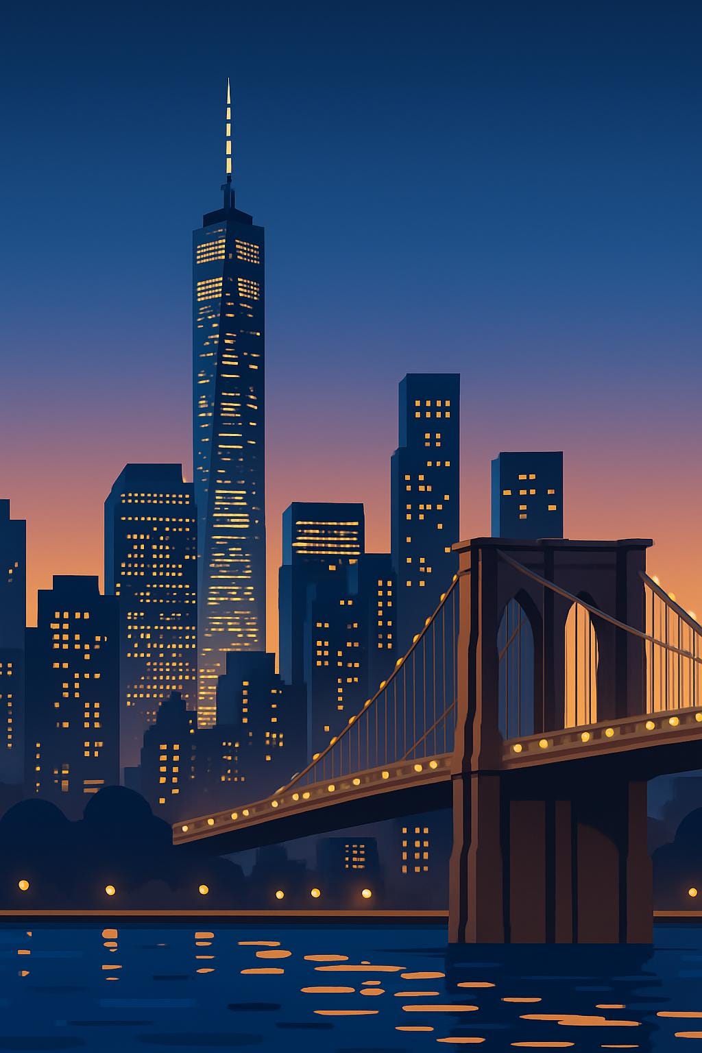 New York City Skyline Brooklyn Bridge Modern New York City Travel ...