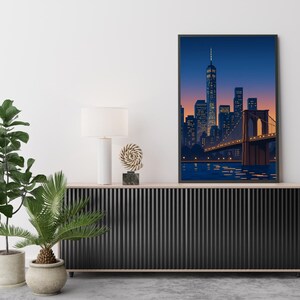 New York City Skyline Brooklyn Bridge Modern New York City Travel ...