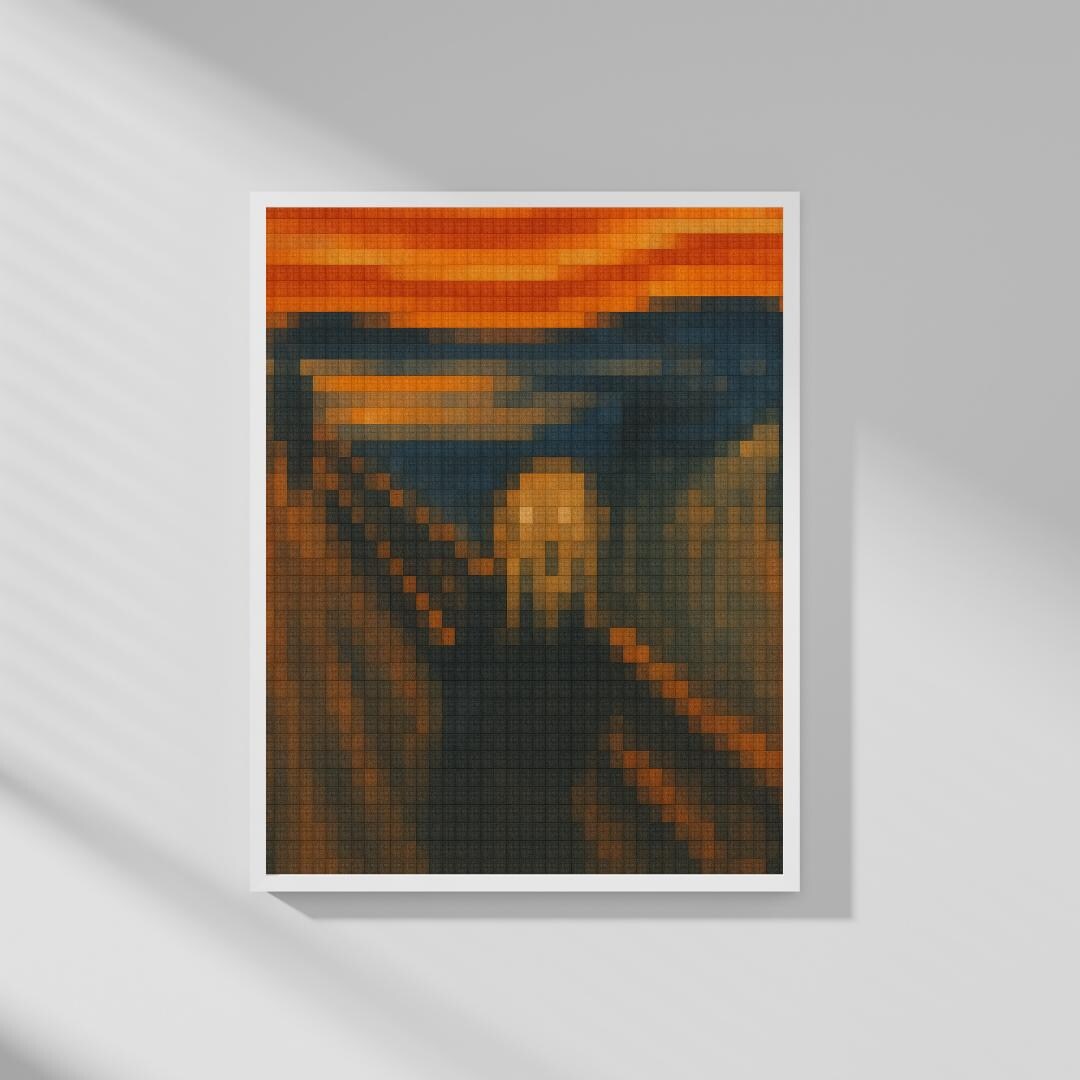 Pixel Art Inspired by the Scream by Edvard Munch Wall Print Digital ...