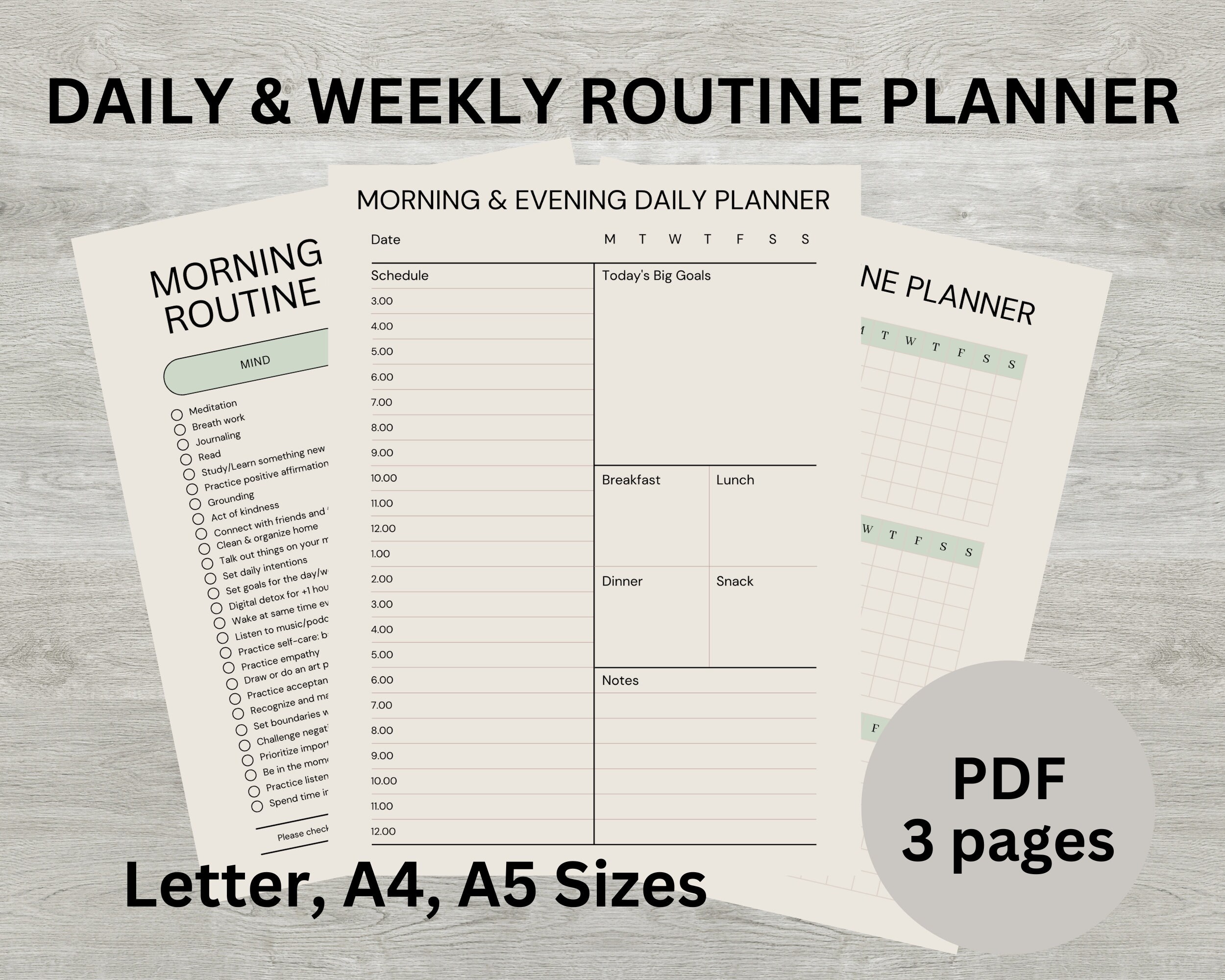 Morning Evening Routine Self Care ADHD Printable Checklist PDF, Letter ...