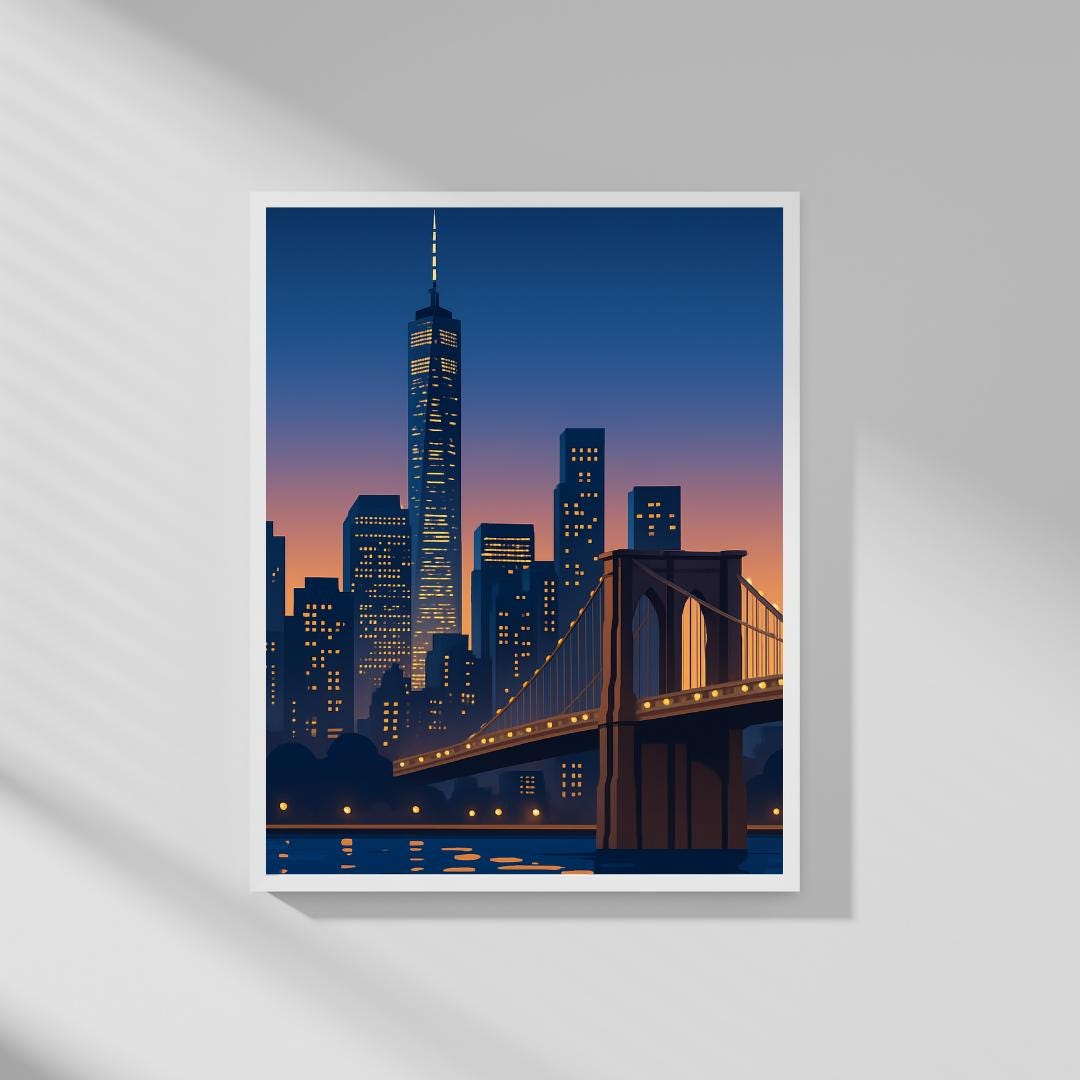New York City Skyline Brooklyn Bridge Modern New York City Travel ...