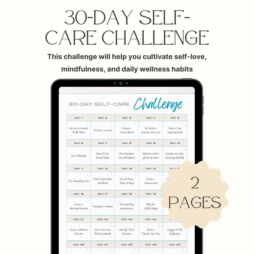 30-day Self-care Challenge Printable | Daily Wellness Tracker | Mental ...