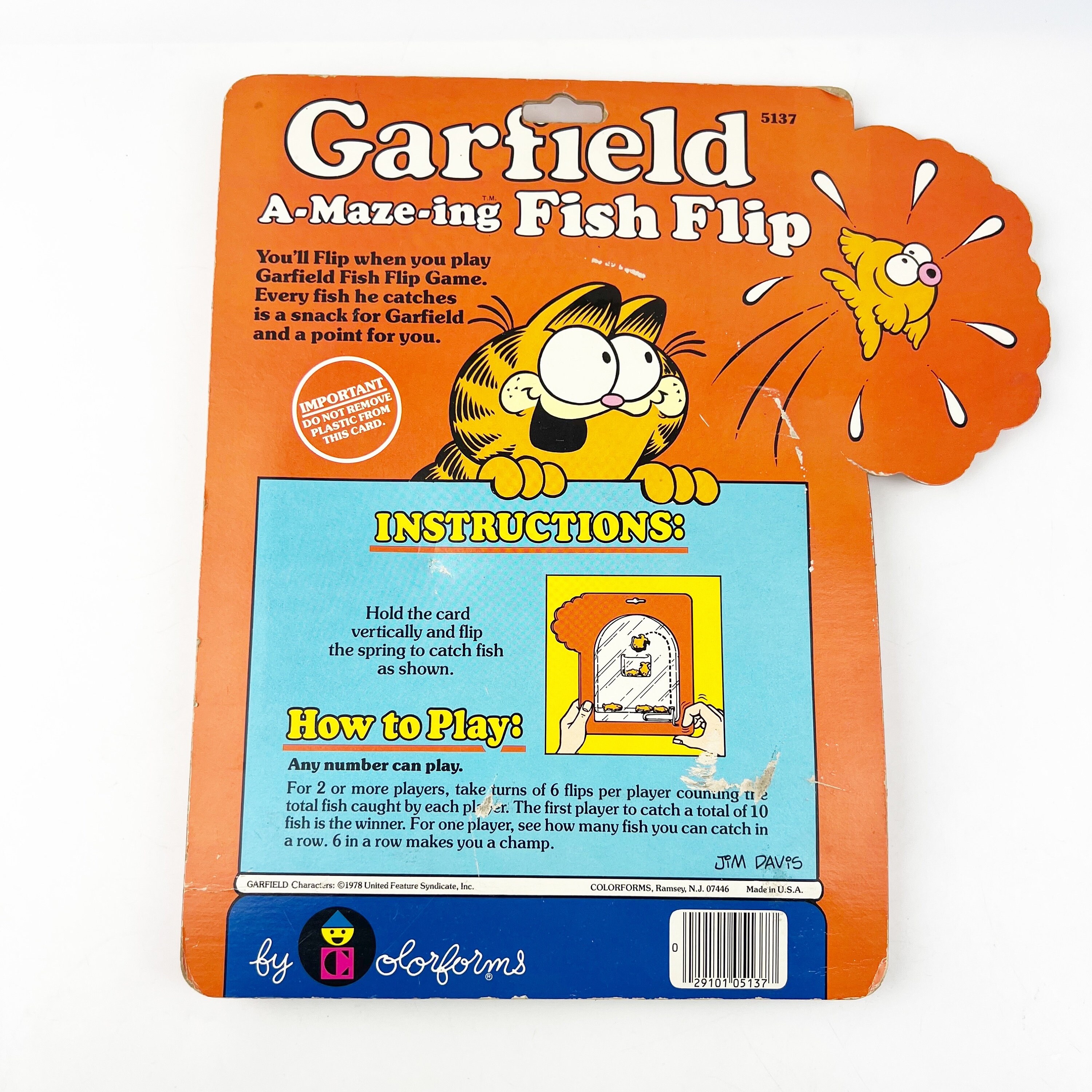 Vintage Garfield Cat A-maze-ing Fish Flip Game Handheld Toy Spring ...
