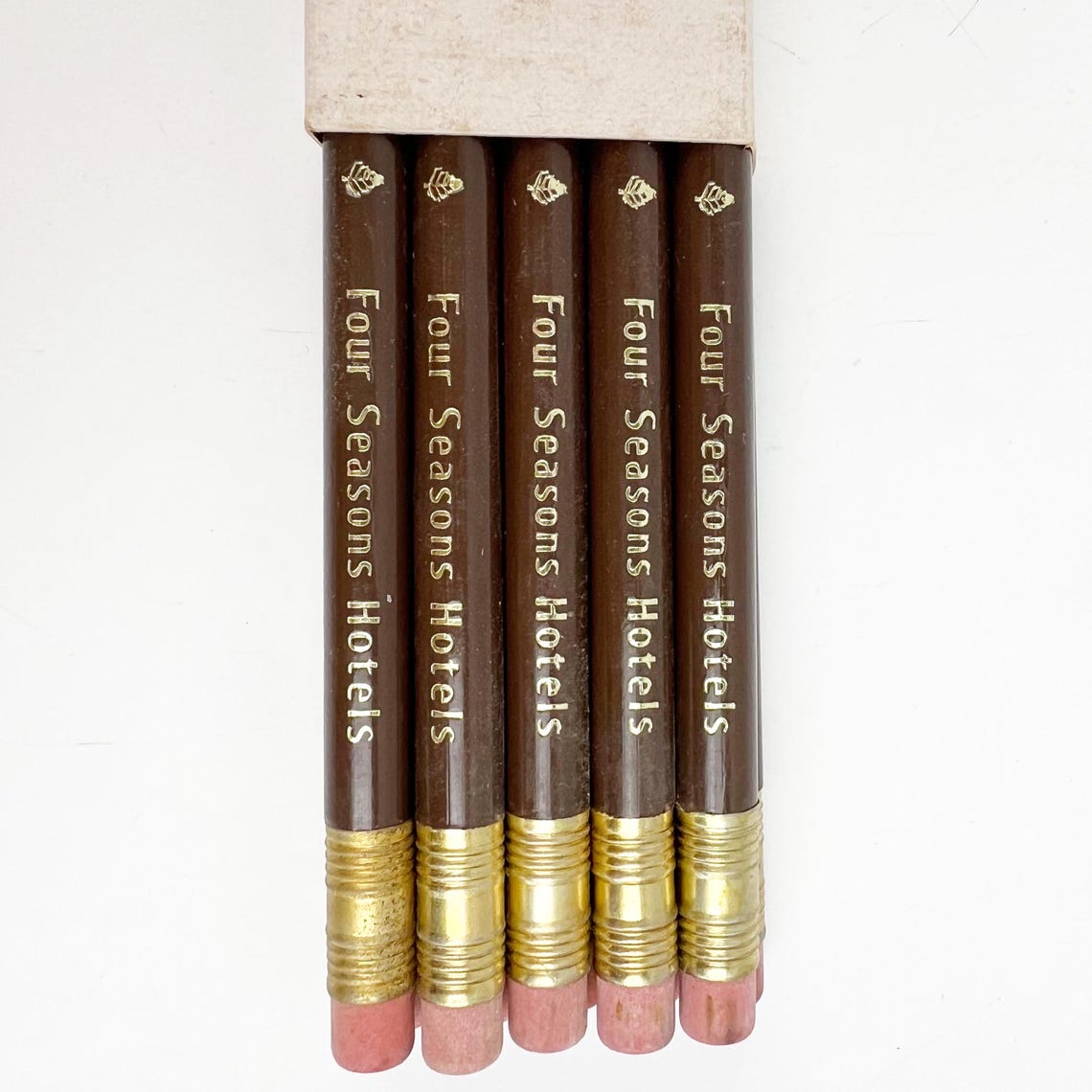 Vintage 10 Four Seasons Hotel Advertising Brown Gold Wood Pencils New ...