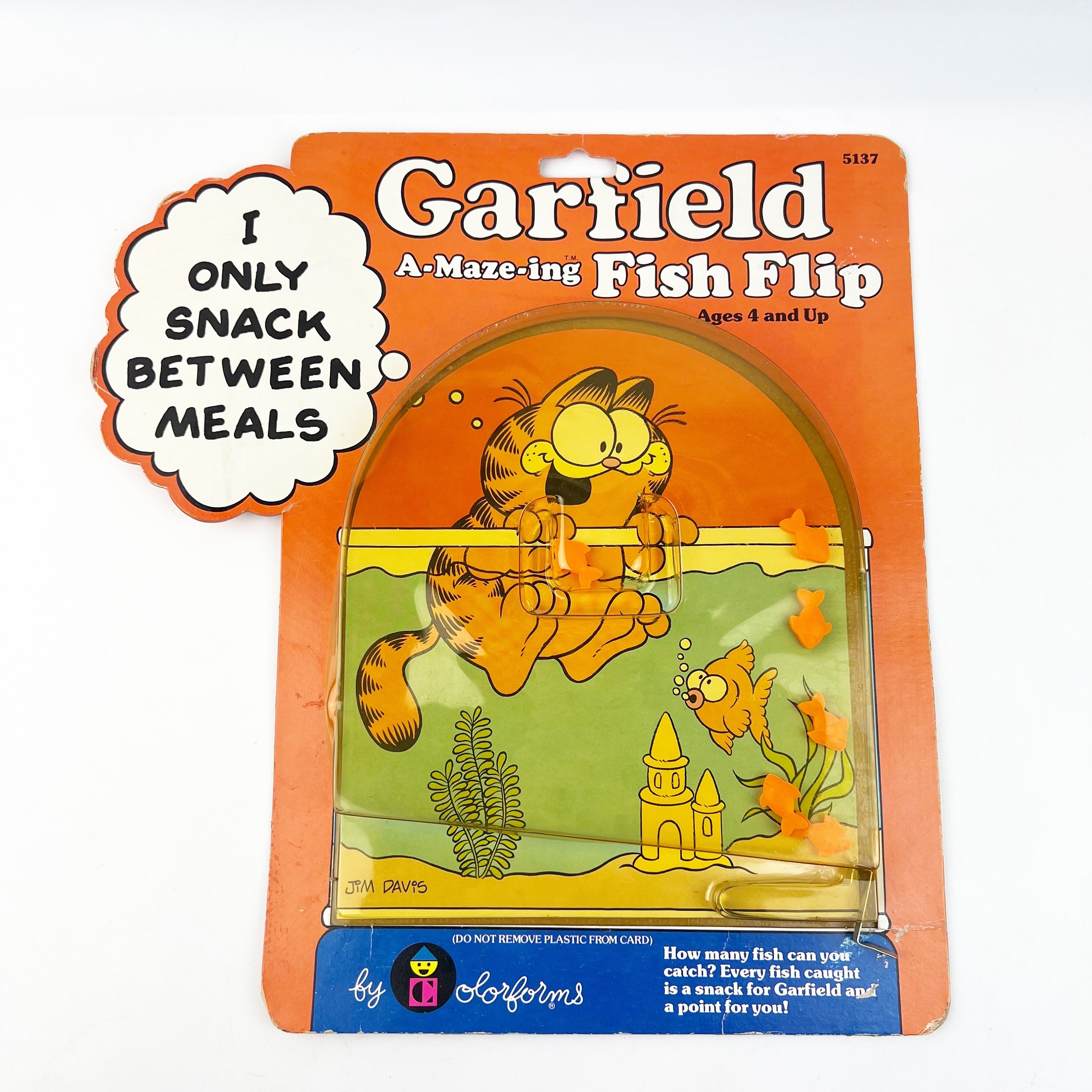 Vintage Garfield Cat A-maze-ing Fish Flip Game Handheld Toy Spring ...