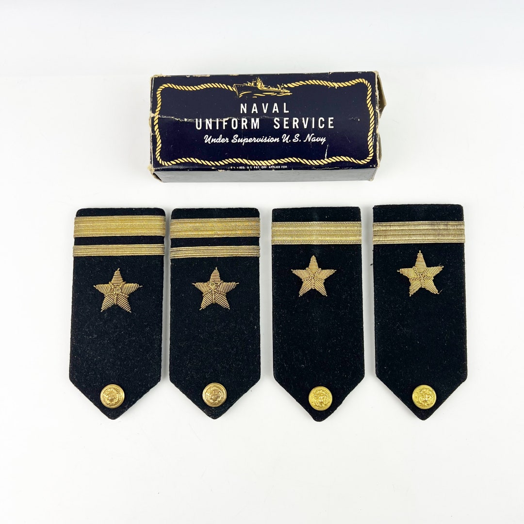 Vintage WW2 USN U.S. Navy Shoulder Boards Box Star Stripe Naval ...