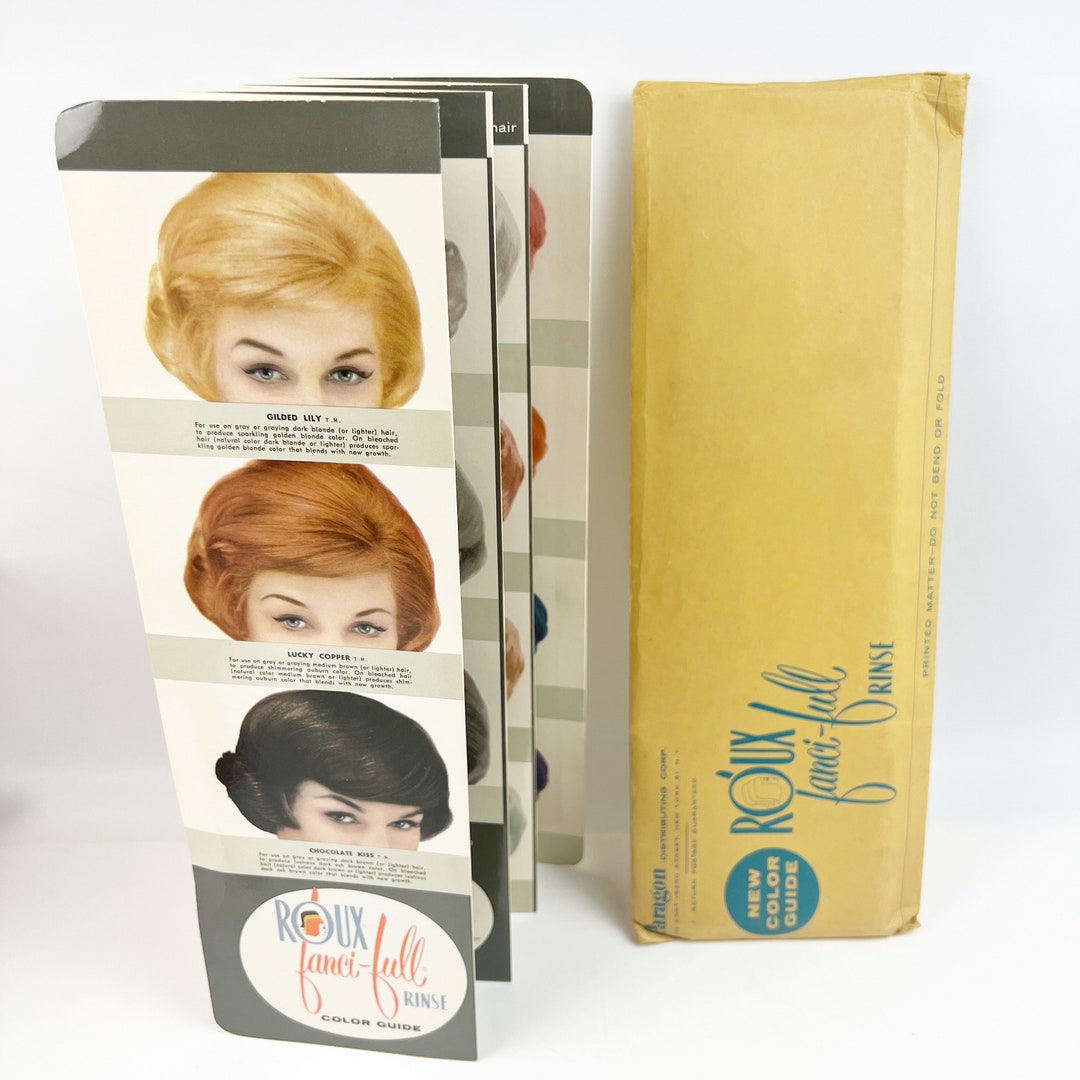 Vtg 1950s 60s Roux Color Hair Color Guide Cardboard Foldout Mailing ...