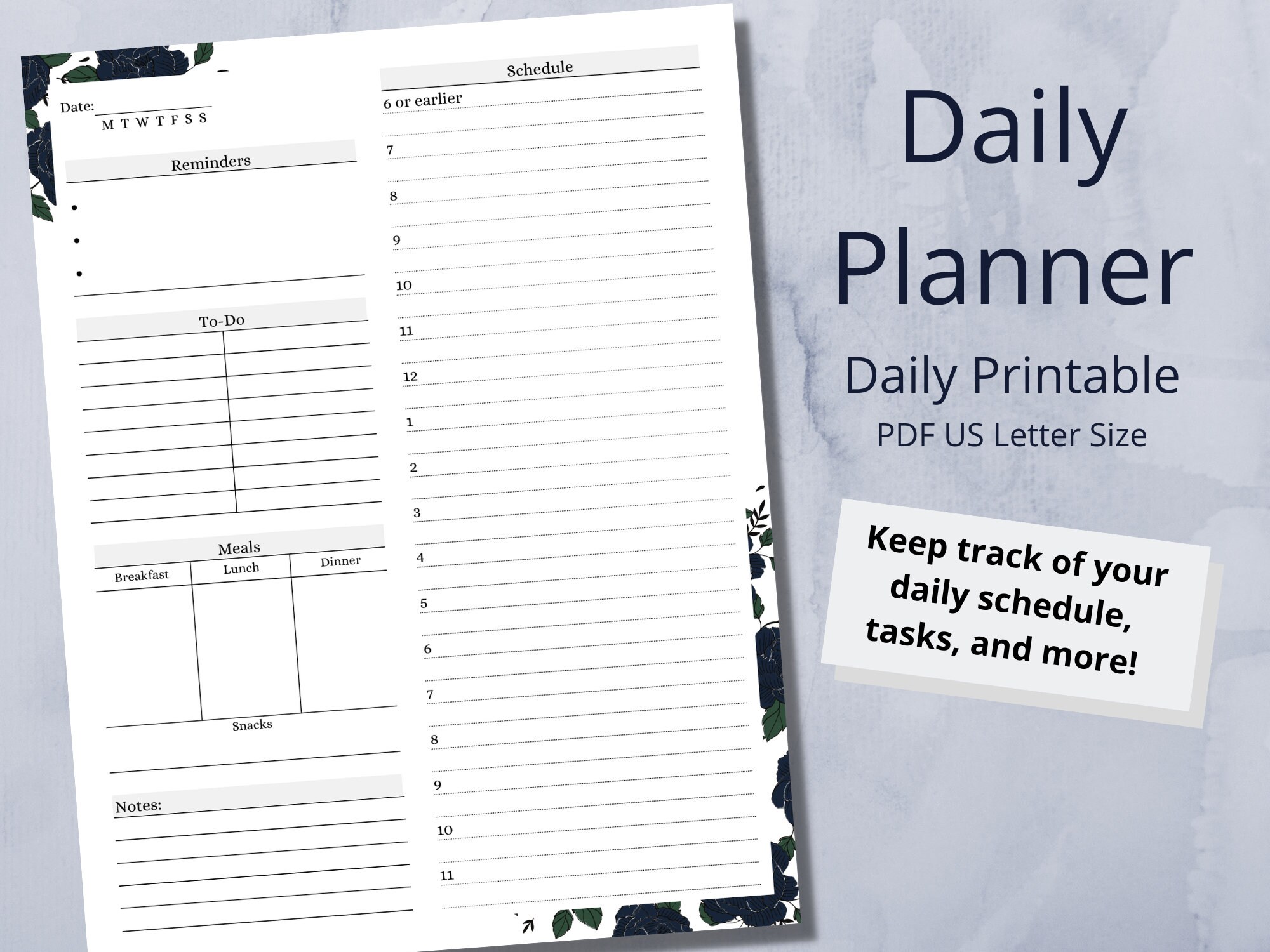 Daily Planner Printable | PDF Download | Keep Track of Your Schedule ...