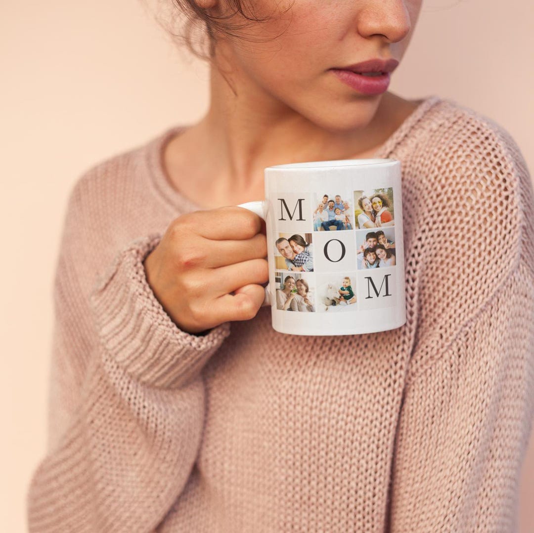 Custom Photo Collage Mug, Photo Collage With Text Mug for His or Her ...
