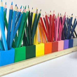 Montessori Pencil Holder, Colored Pencil Holder, Crayon Decor, Office ...
