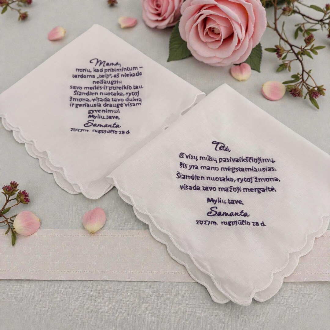 Personalized Embroidered Wedding Handkerchief: Keepsake Gift - Etsy
