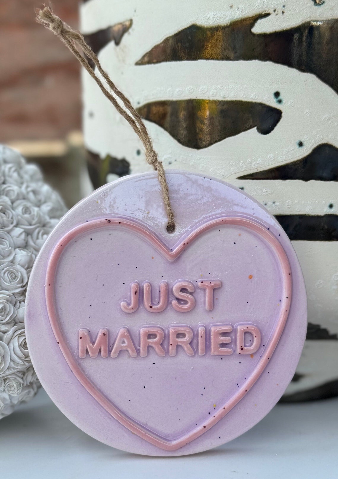 JUST Married-sweethearts-love Hearts-keepsake-wedding Gifts-pottery ...