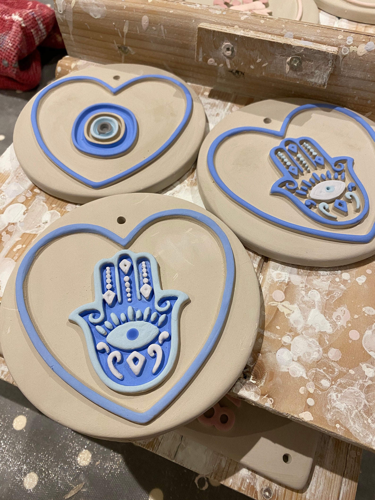 Hamsa-the Hand of Fatima-love Heart-birthday Gifts-pottery-hanging ...