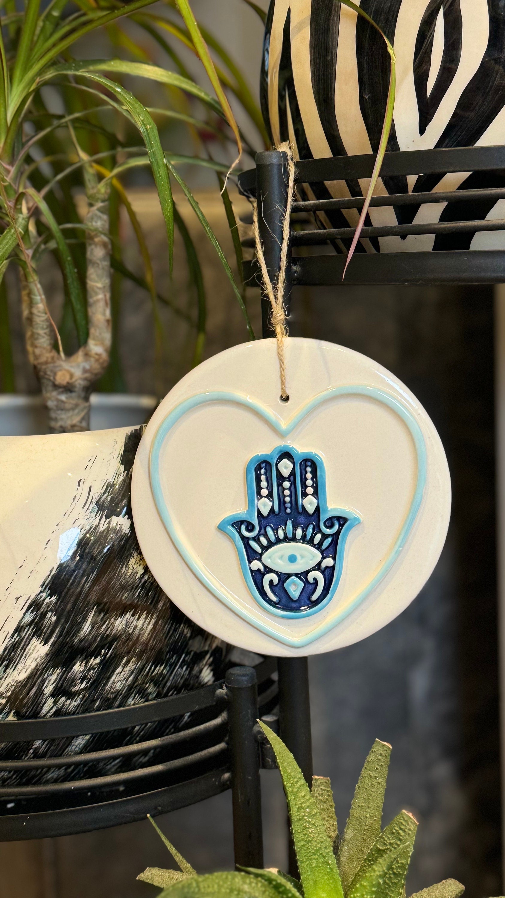 Hamsa-the Hand of Fatima-love Heart-keepsake-birthday Gifts-pottery ...