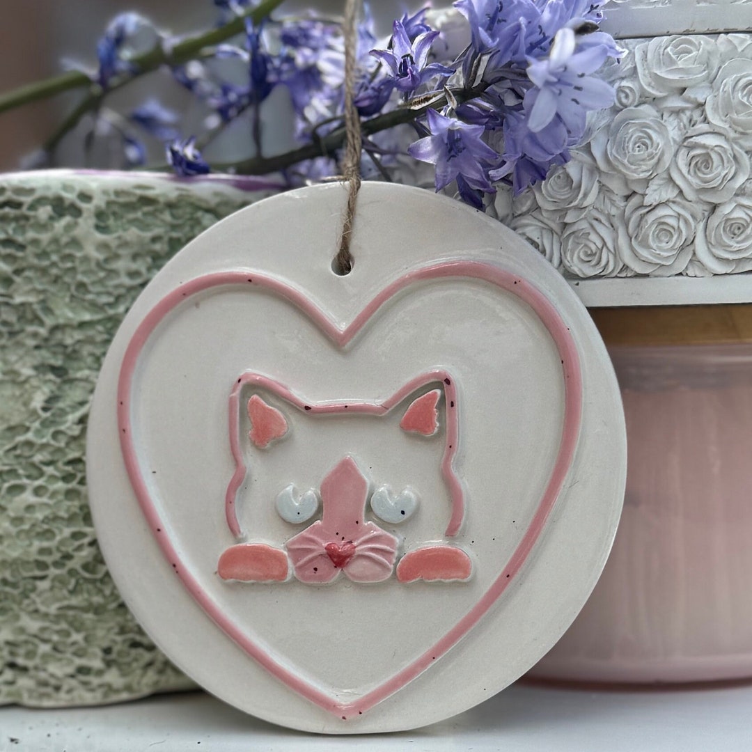 Cat-sweethearts-love Hearts-cats-kitten-birthday Gifts-pottery-hanging ...