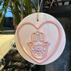 Hamsa-the Hand of Fatima-love Heart-keepsake-birthday Gifts-pottery ...
