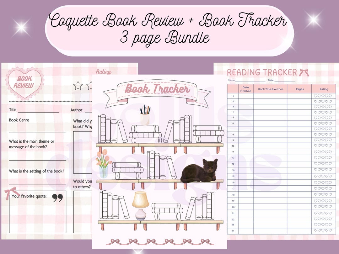Coquette Pink Book Club Printable | Book Review Question Guide | Book ...