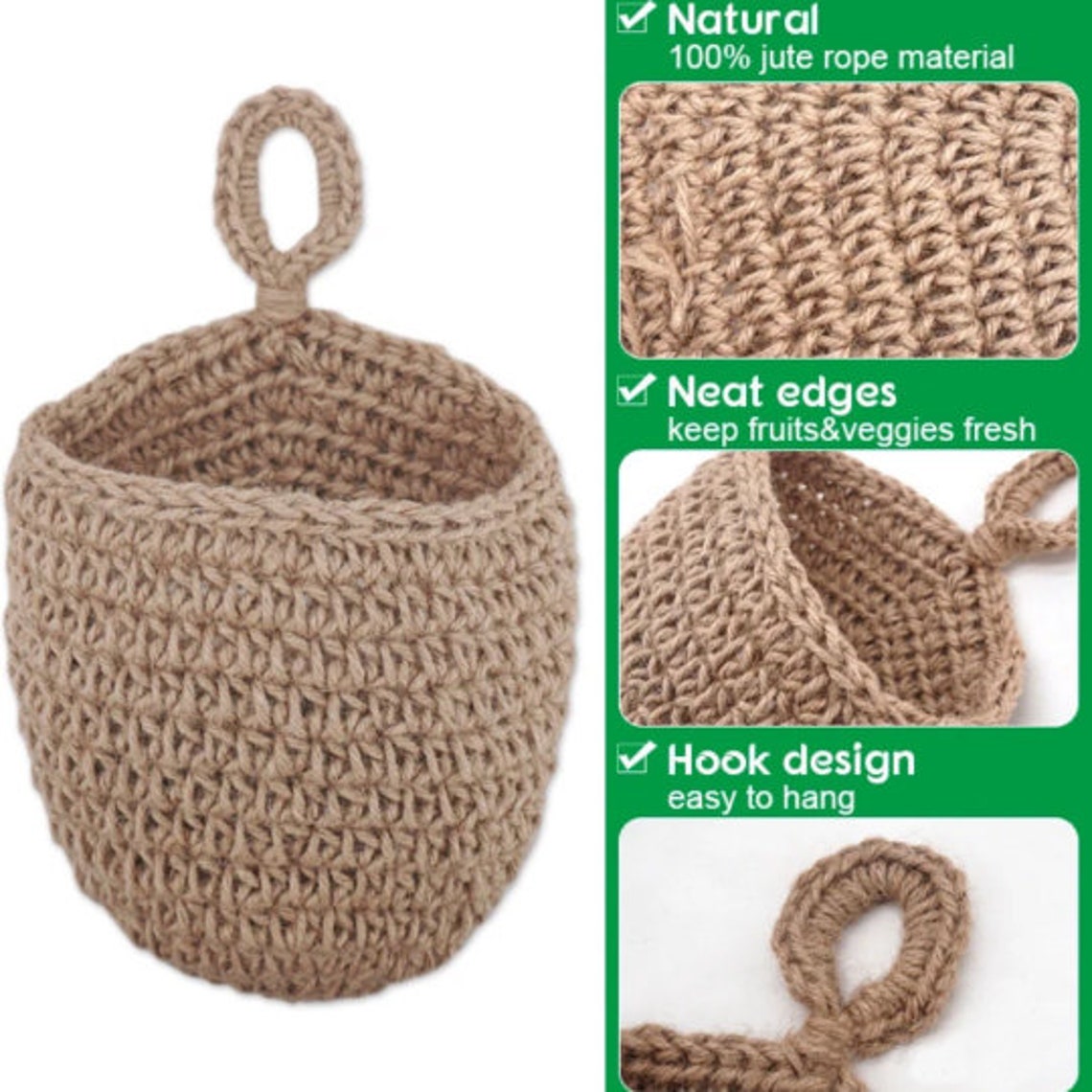 Jute Hanging Basket Wall Planters Wall Teardrop Hangin Baskets for ...