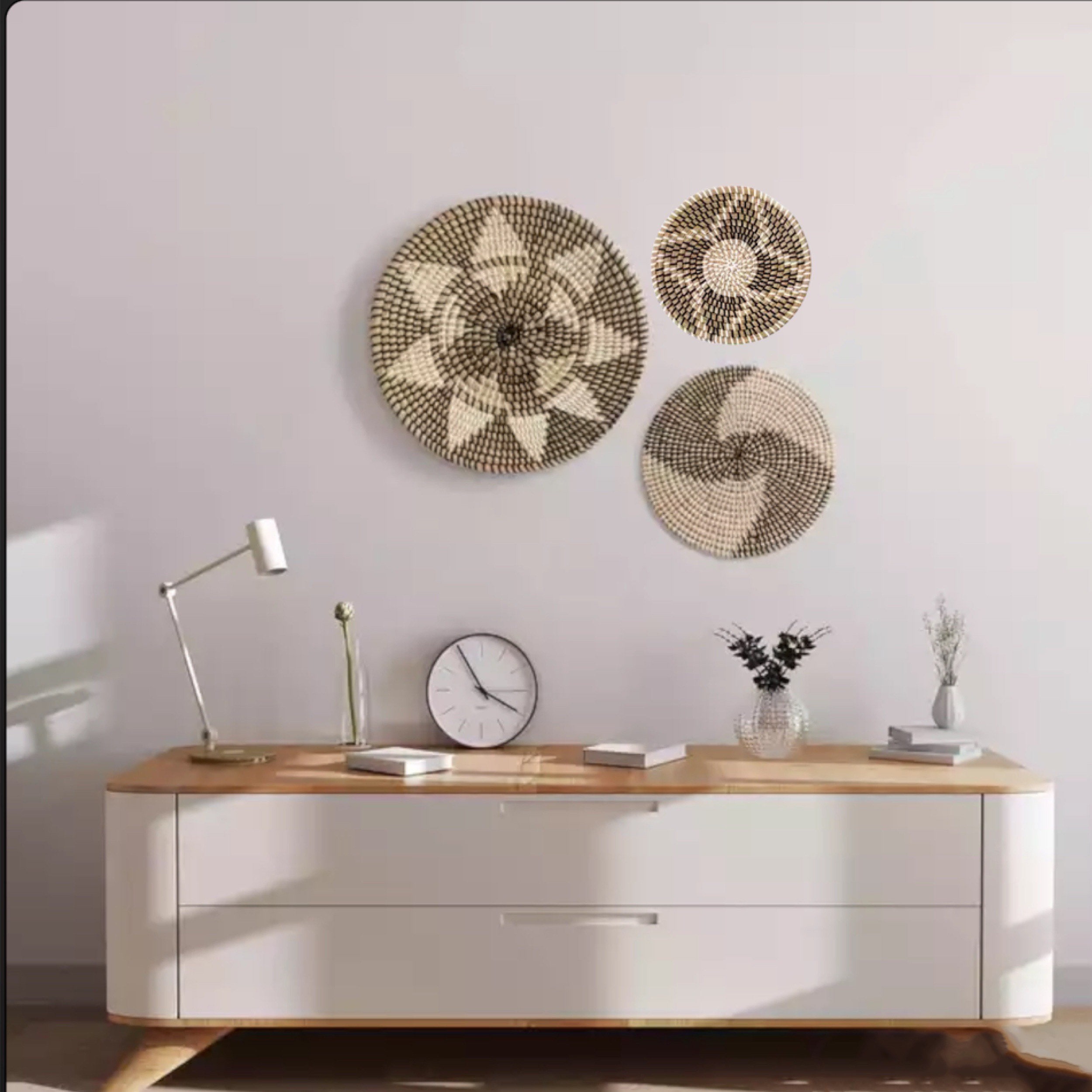 Woven Wall Basket Set Hanging Seagrass Baskets Decorative Boho Styled ...