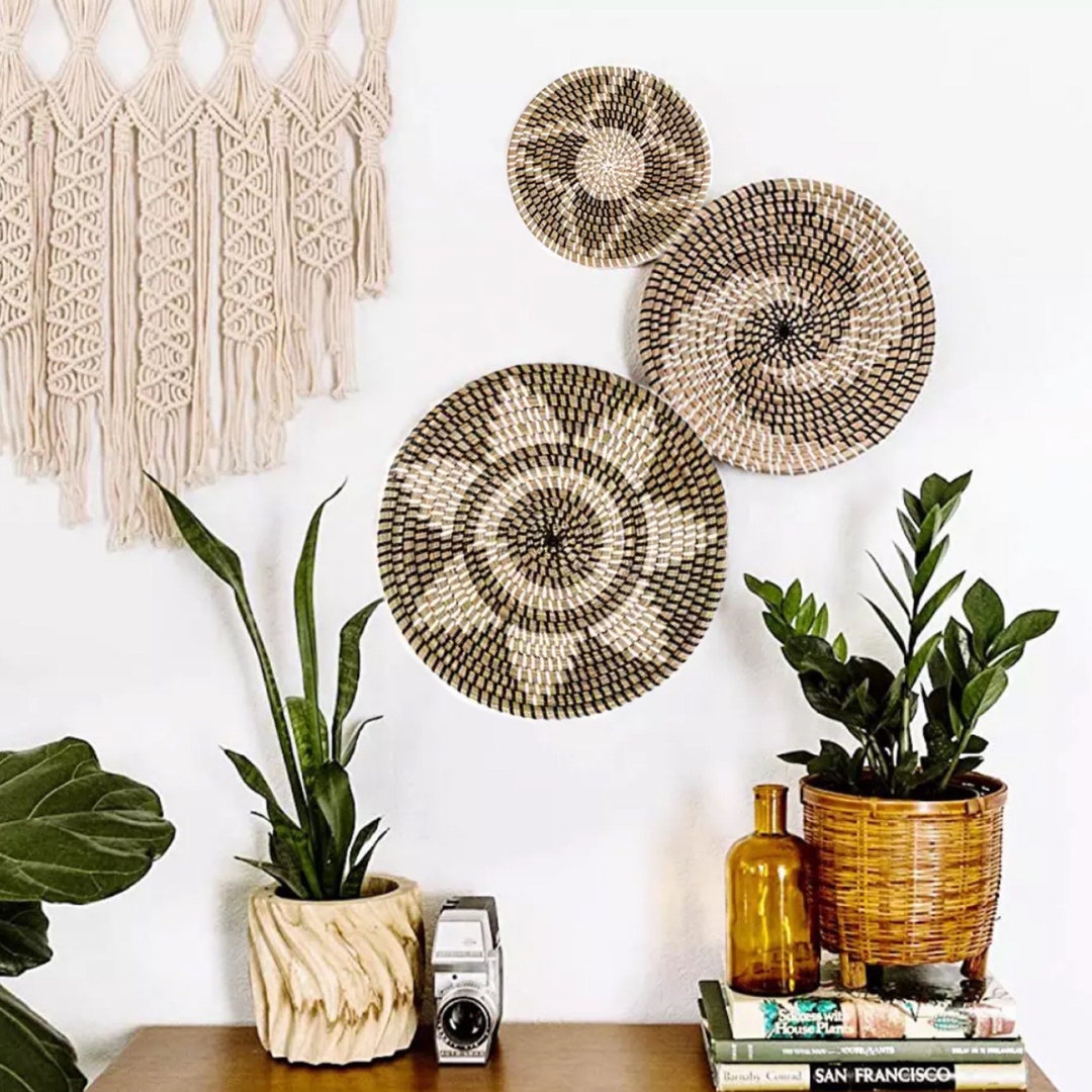 Woven Wall Basket Set Hanging Seagrass Baskets Decorative Boho Styled ...