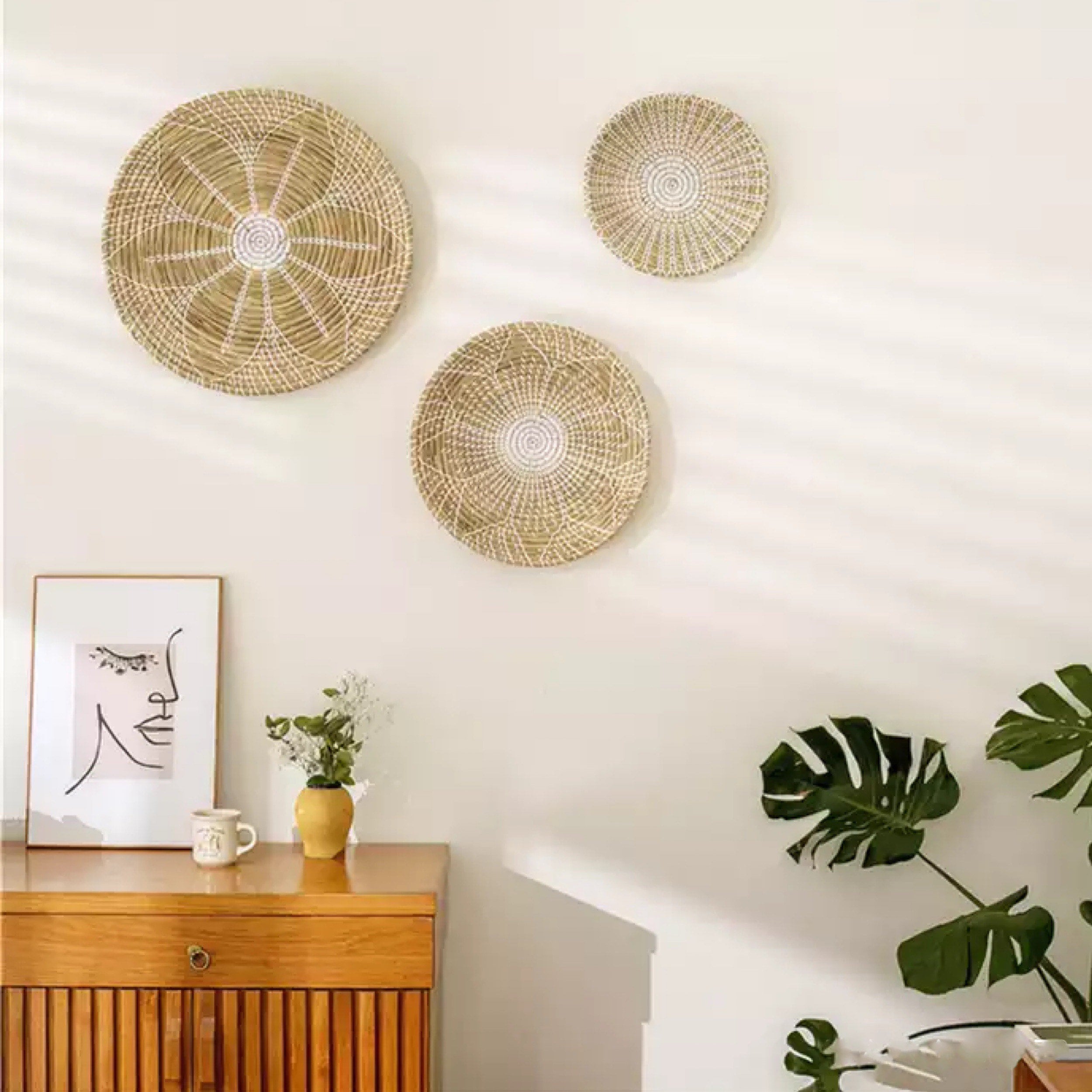 Woven Wall Basket Set Hanging Seagrass Baskets Decorative Boho Styled ...