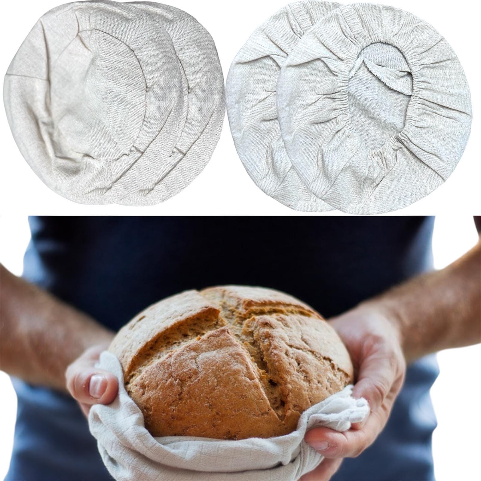 2 Packs Round and Oval Bread Proofing Basket Cloth Liner Rattan Baking ...