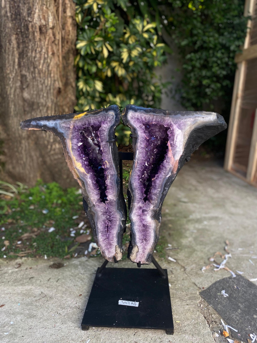 25 Tall Amethyst BUTTERFLY/ ANGEL WINGS Crystal Pair cathedral/ Geode ...