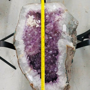 AMETHYST & CALCITE TABLE Natural Crystal Slab (cathedral/ Geode ...