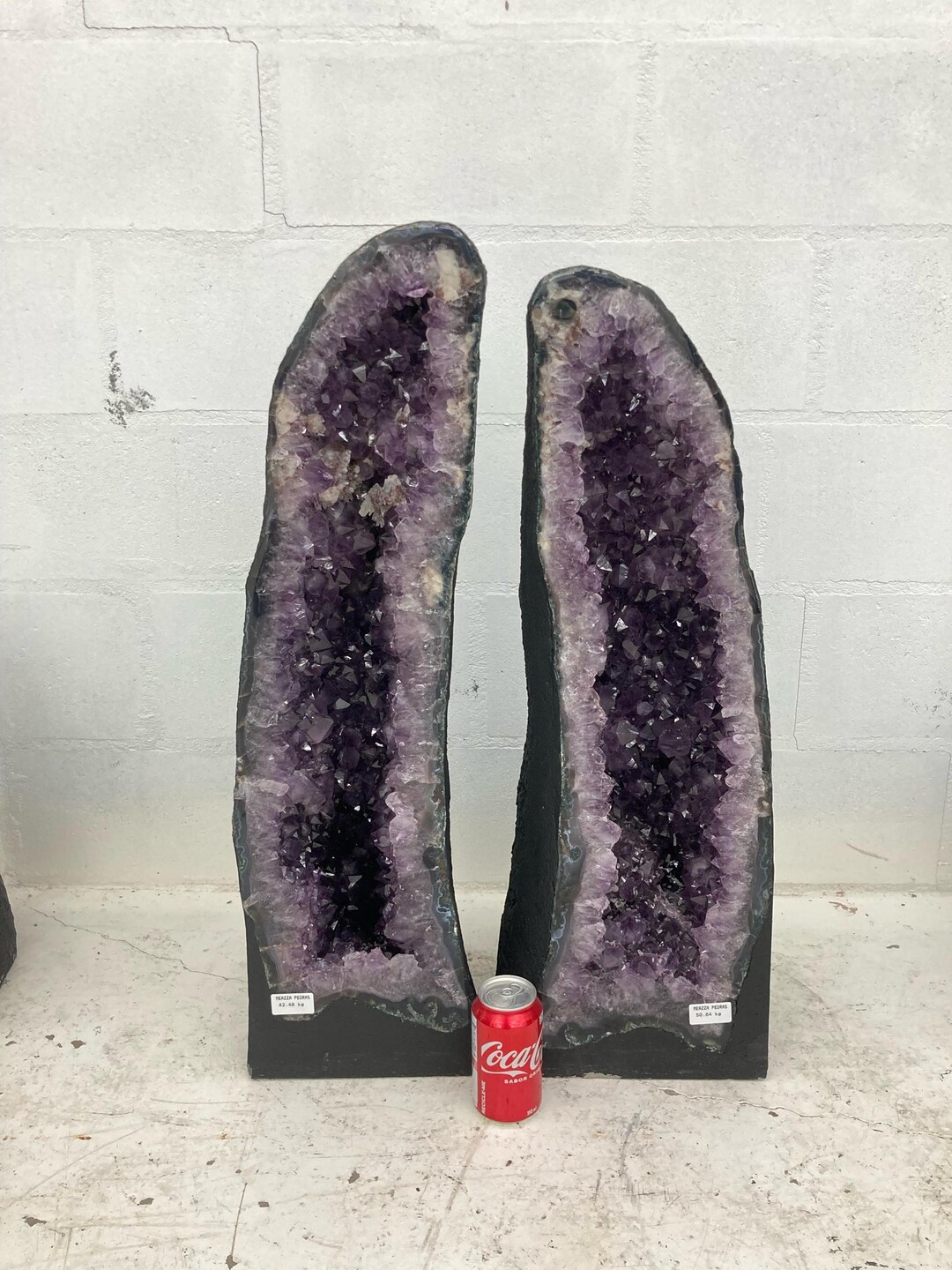 31.5” Tall Amethyst Cathedral Pair*** Natural Big Crystal Geodes - Etsy