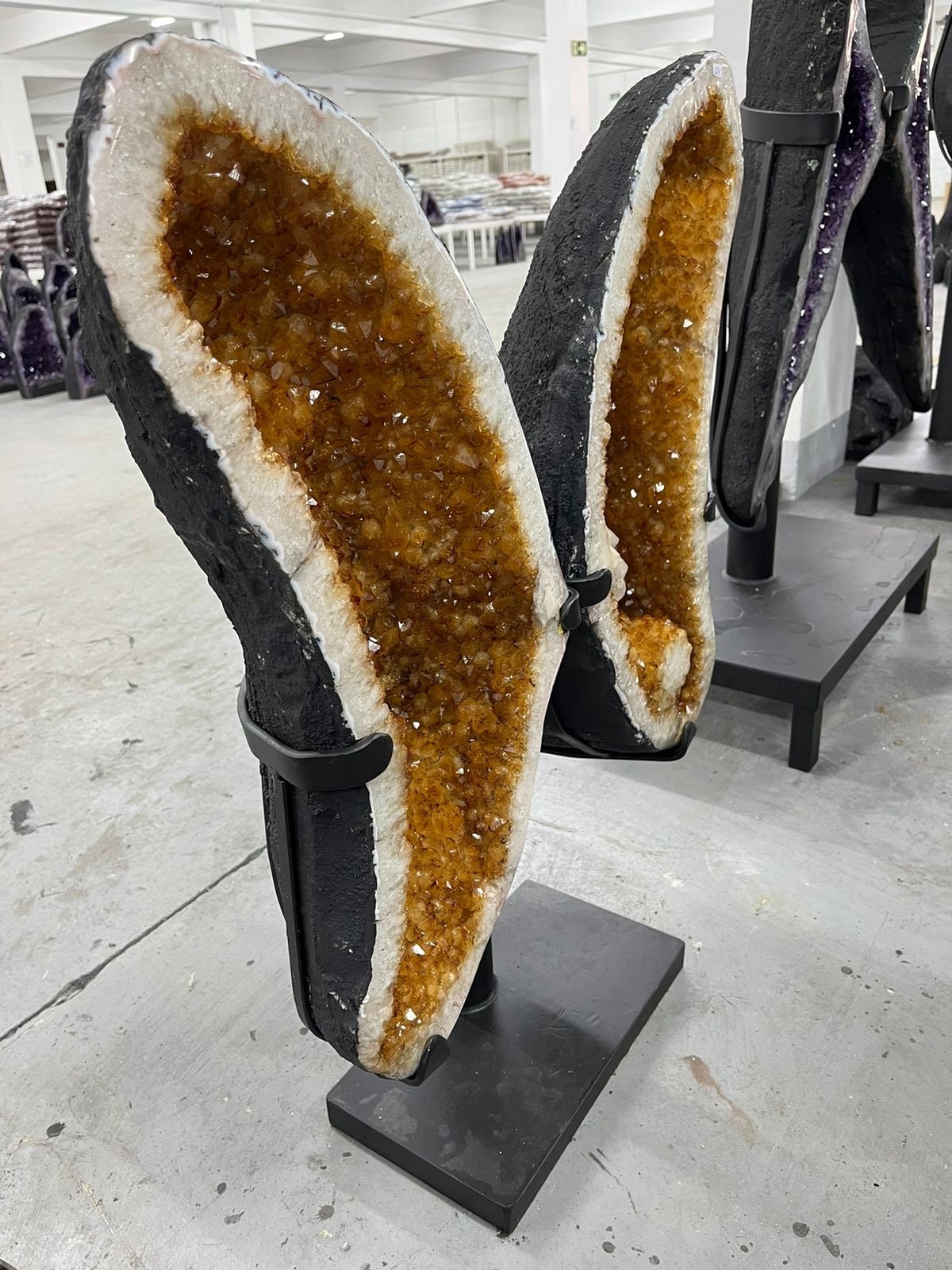 35 Citrine BUTTERFLY/ ANGEL WINGS Crystal Pair cathedral/ Geode ...