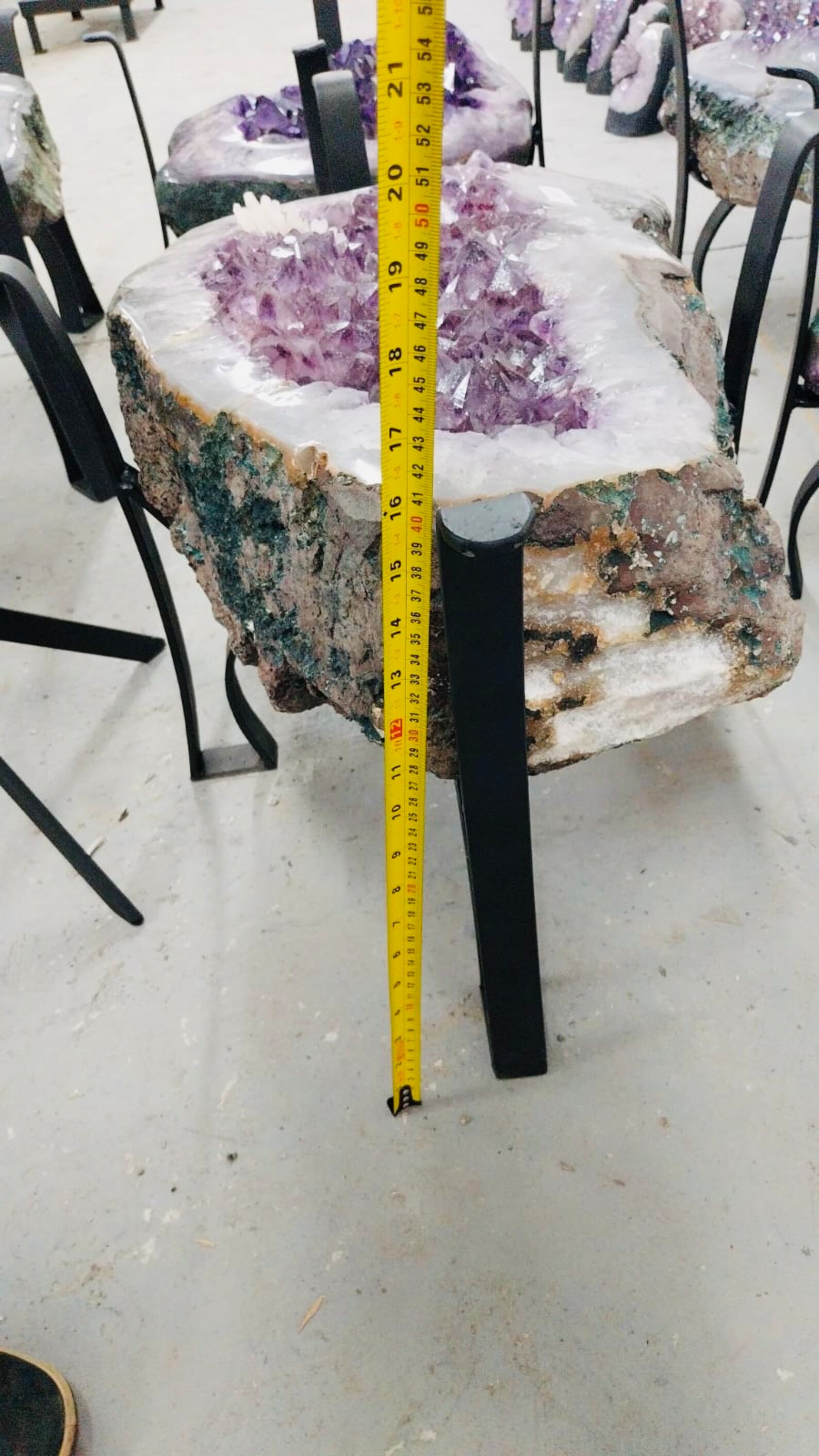 AMETHYST & CALCITE TABLE Natural Crystal Slab cathedral/ Geode/ Cluster ...
