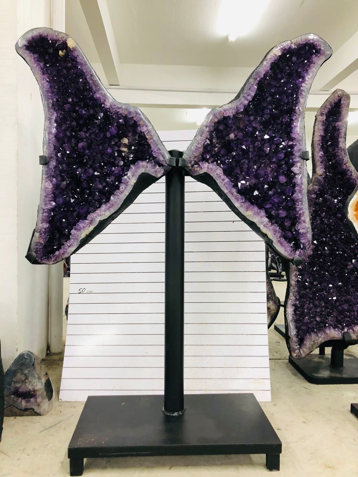 60 Tall Amethyst BUTTERFLY/ ANGEL WINGS Crystal Pair cathedral/ Geode ...