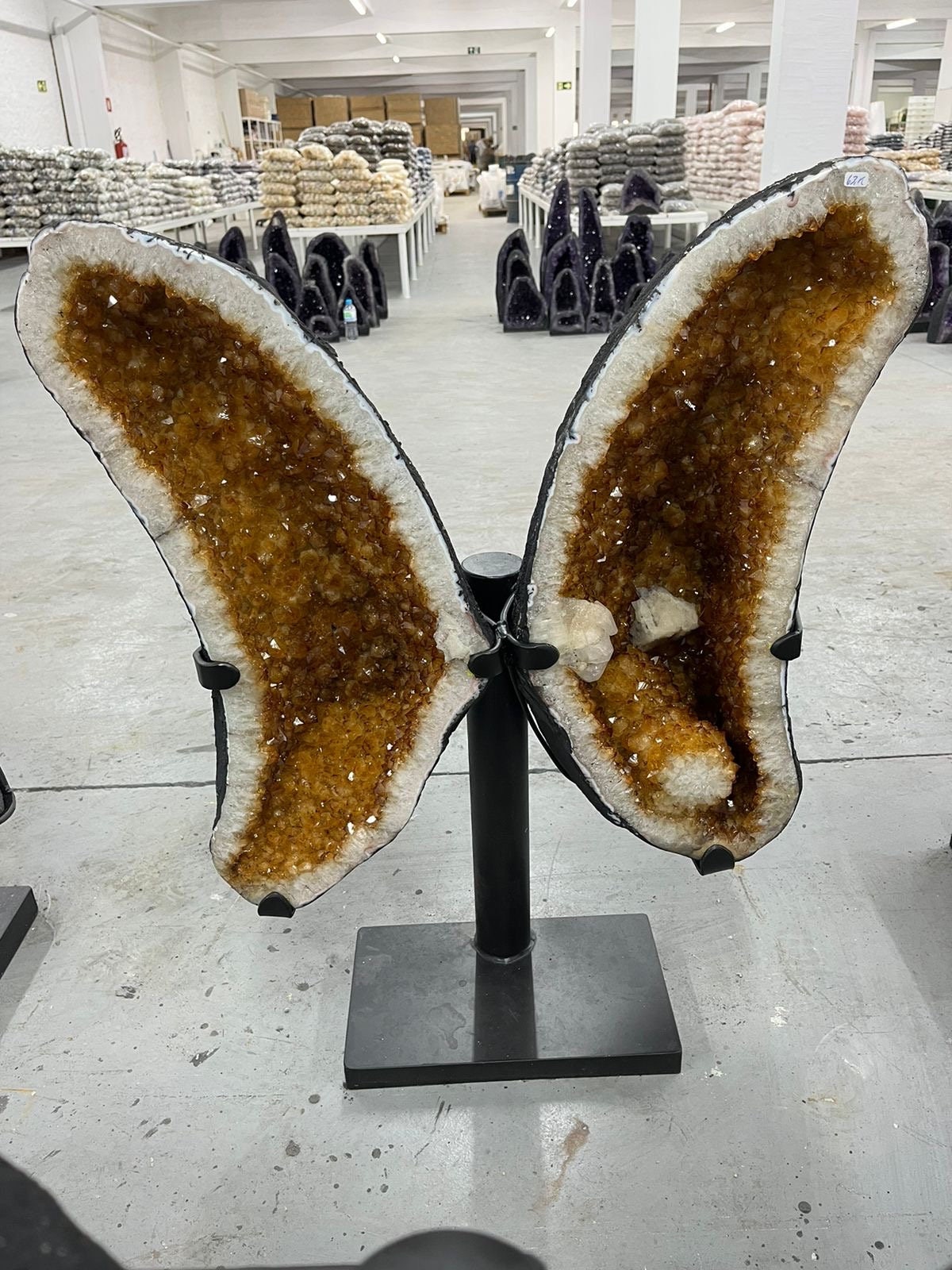 35 Citrine BUTTERFLY/ ANGEL WINGS Crystal Pair cathedral/ Geode ...