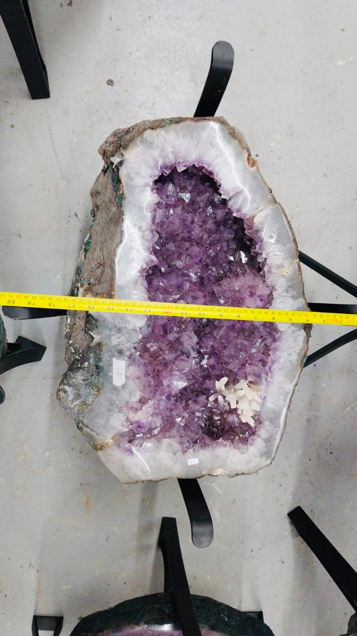 AMETHYST & CALCITE TABLE Natural Crystal Slab cathedral/ Geode/ Cluster ...